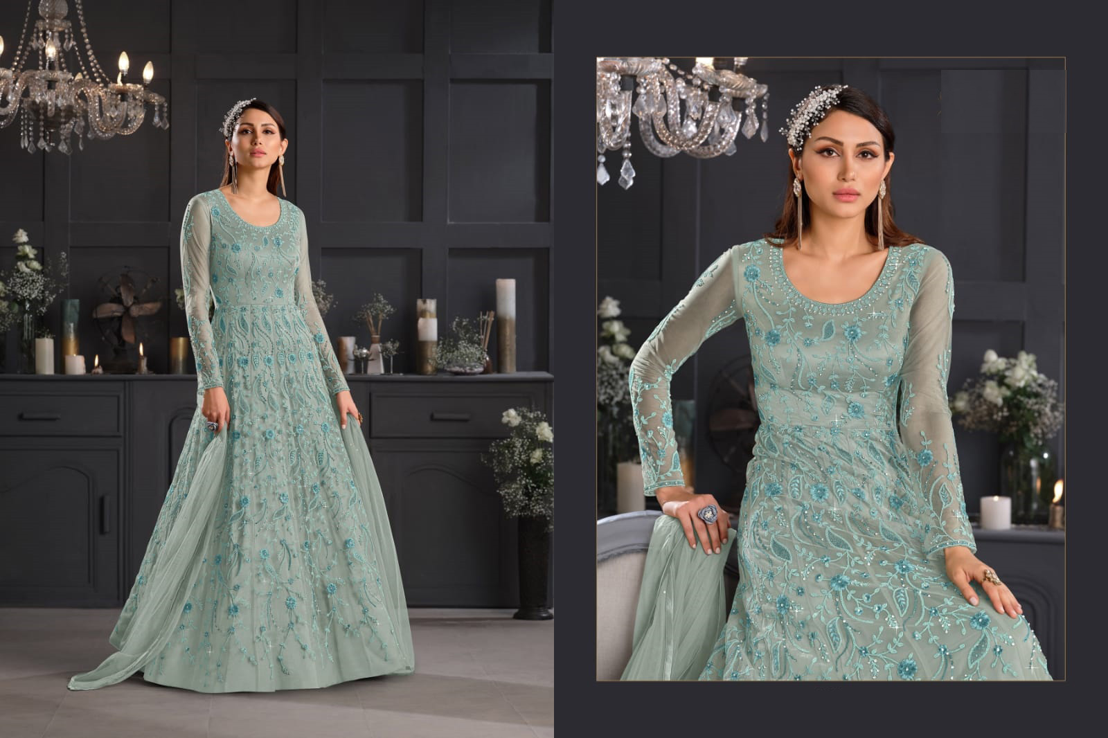 Bollywood Trends - $159.99 DESIGNER INDO WESTERN GOWN BT-IW-R-96619 ...